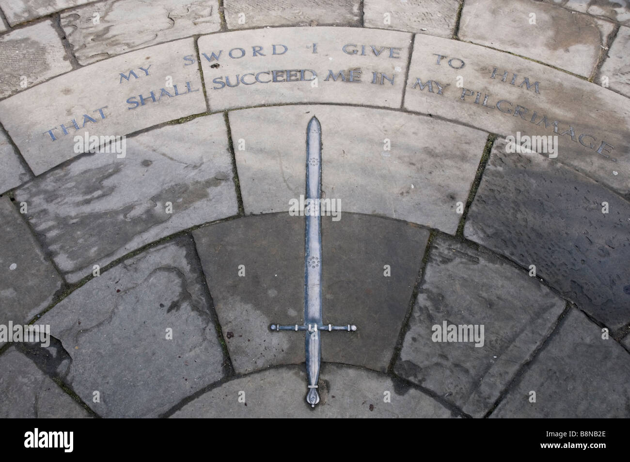 A sword inlaid into the paving at the entrance to Christ Church College ...