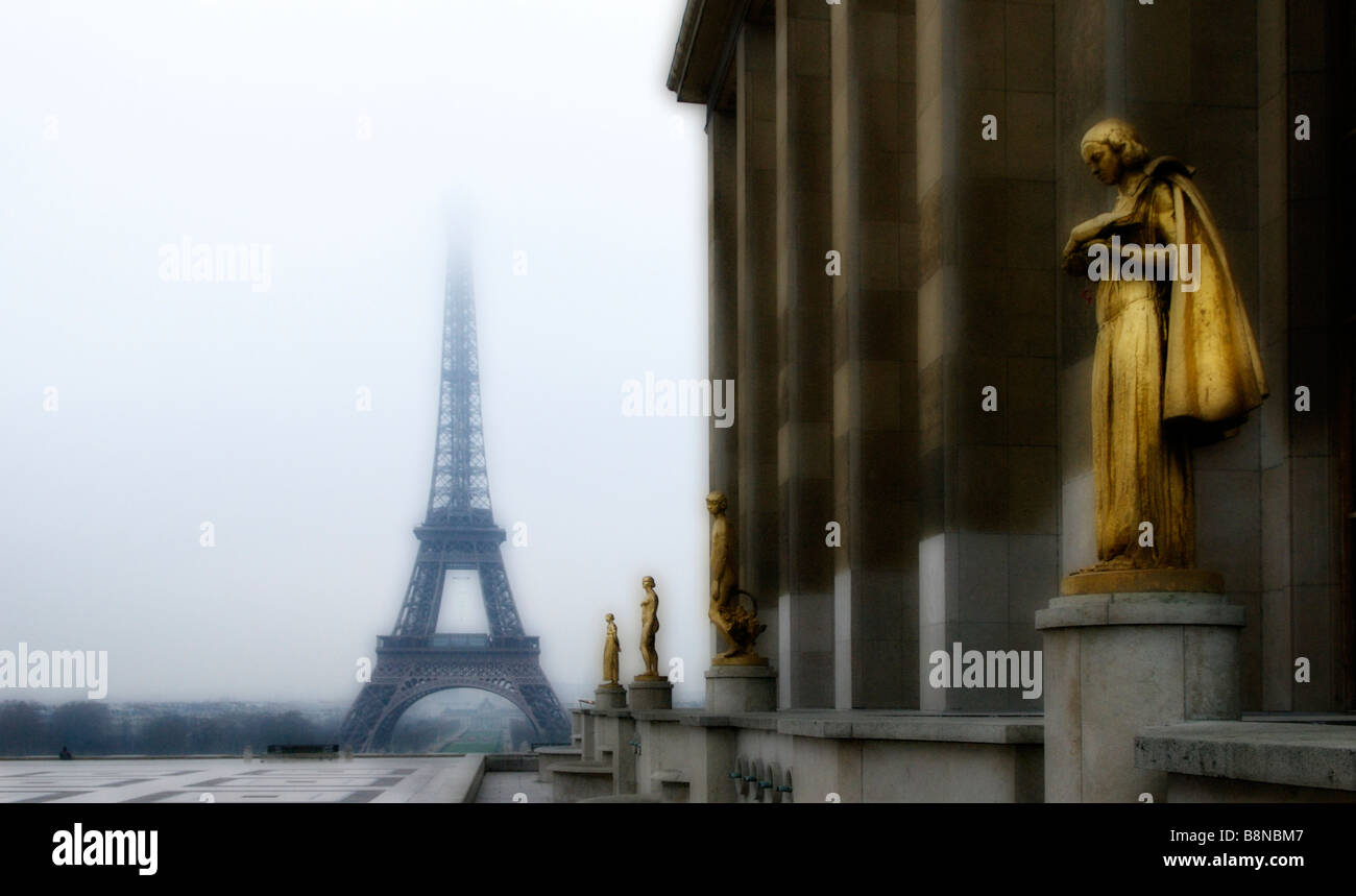 View of the Eiffel Tower in the Rain - Paris, France Stock Photo - Alamy