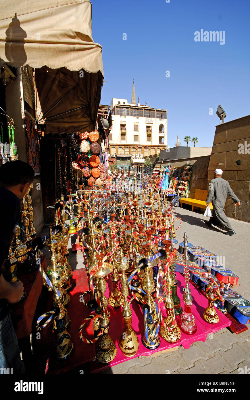 CAIRO, EGYPT. A sheesha shop in the Khan el-Khalili Bazaar in Islamic ...