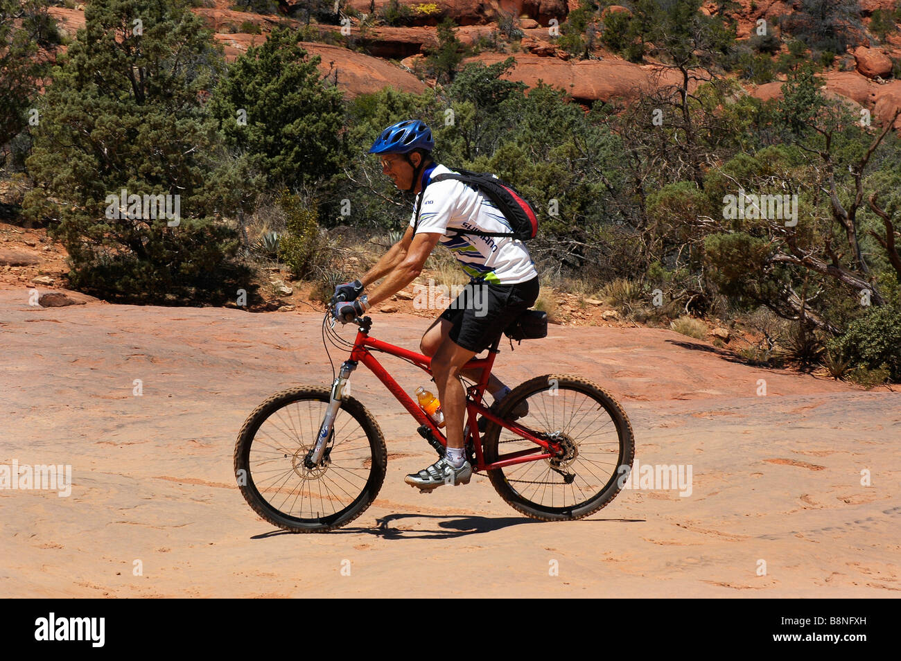 off road biker in red rock wilderness area near Sedona AZ Stock Photo ...