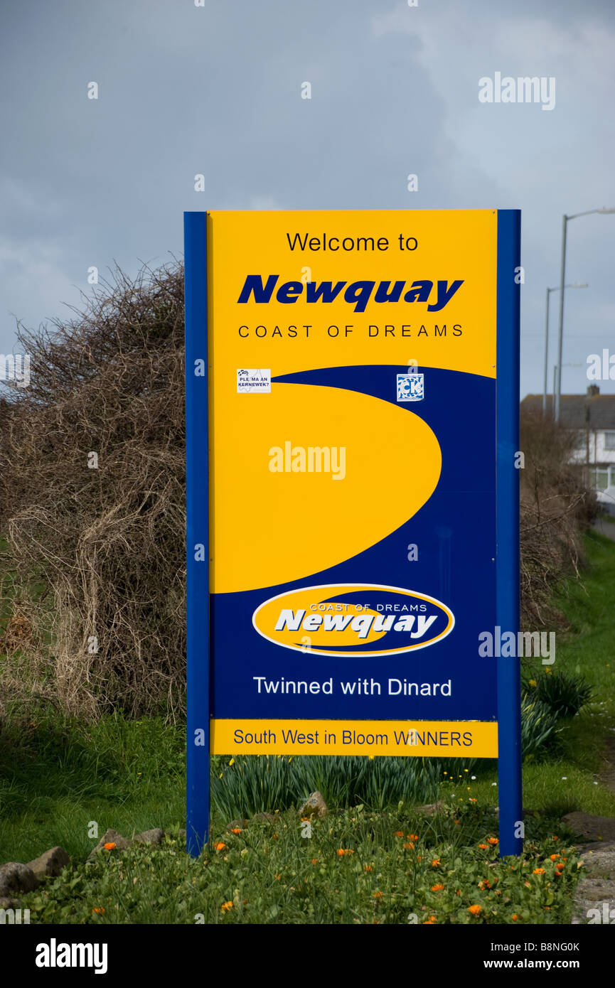 Newquay Sign Cornwall Stock Photo - Alamy