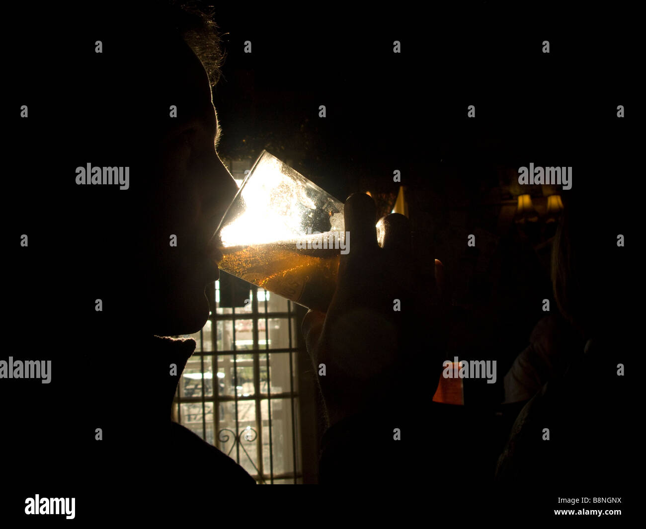 Man drinking pint of beer in pub Stock Photo - Alamy