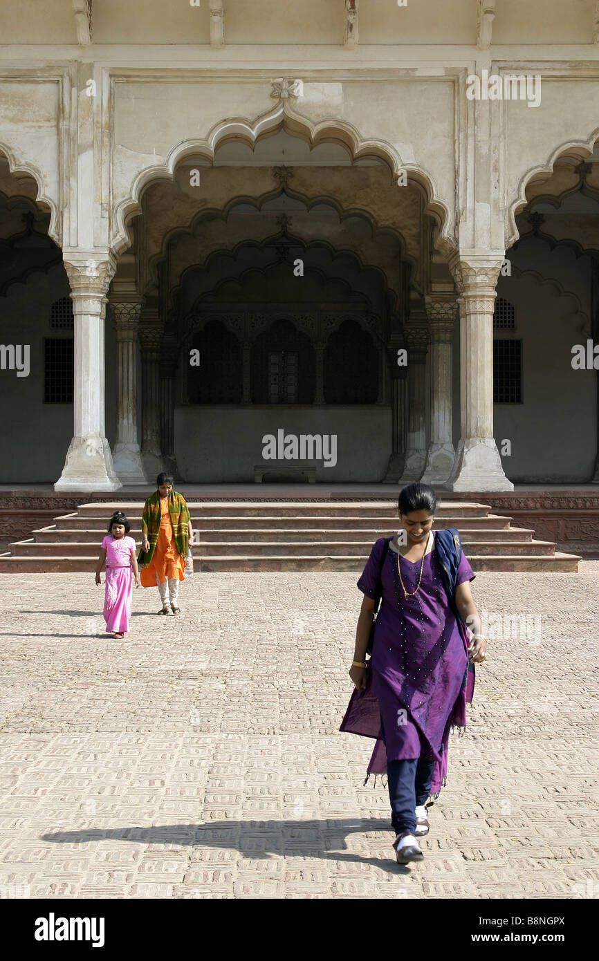 Indian women look around the Agra fort India Stock Photo - Alamy