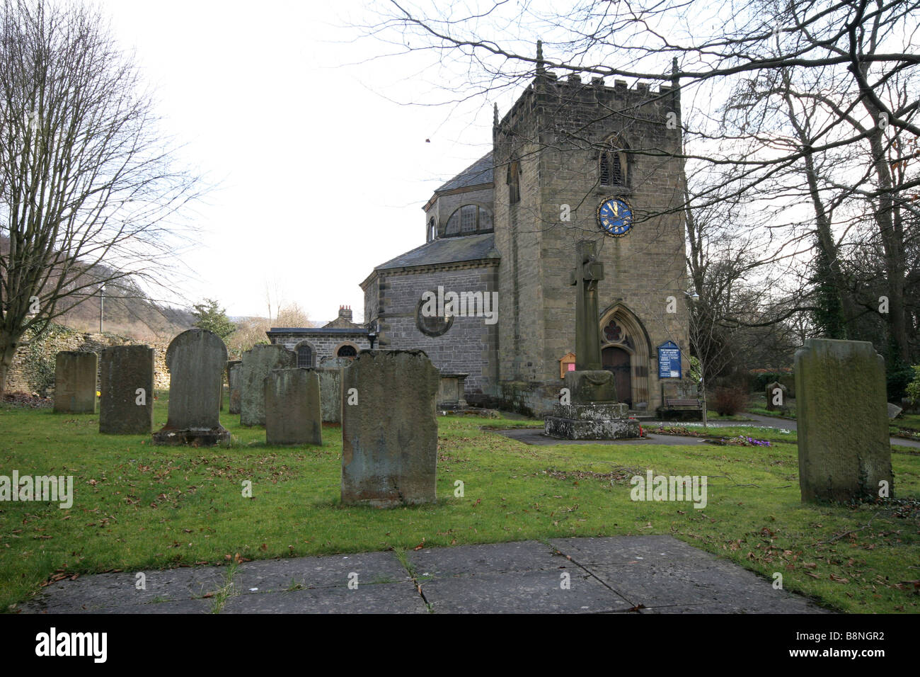 The church of St Martin Stoney Middleton Derbyshire Stock Photo - Alamy