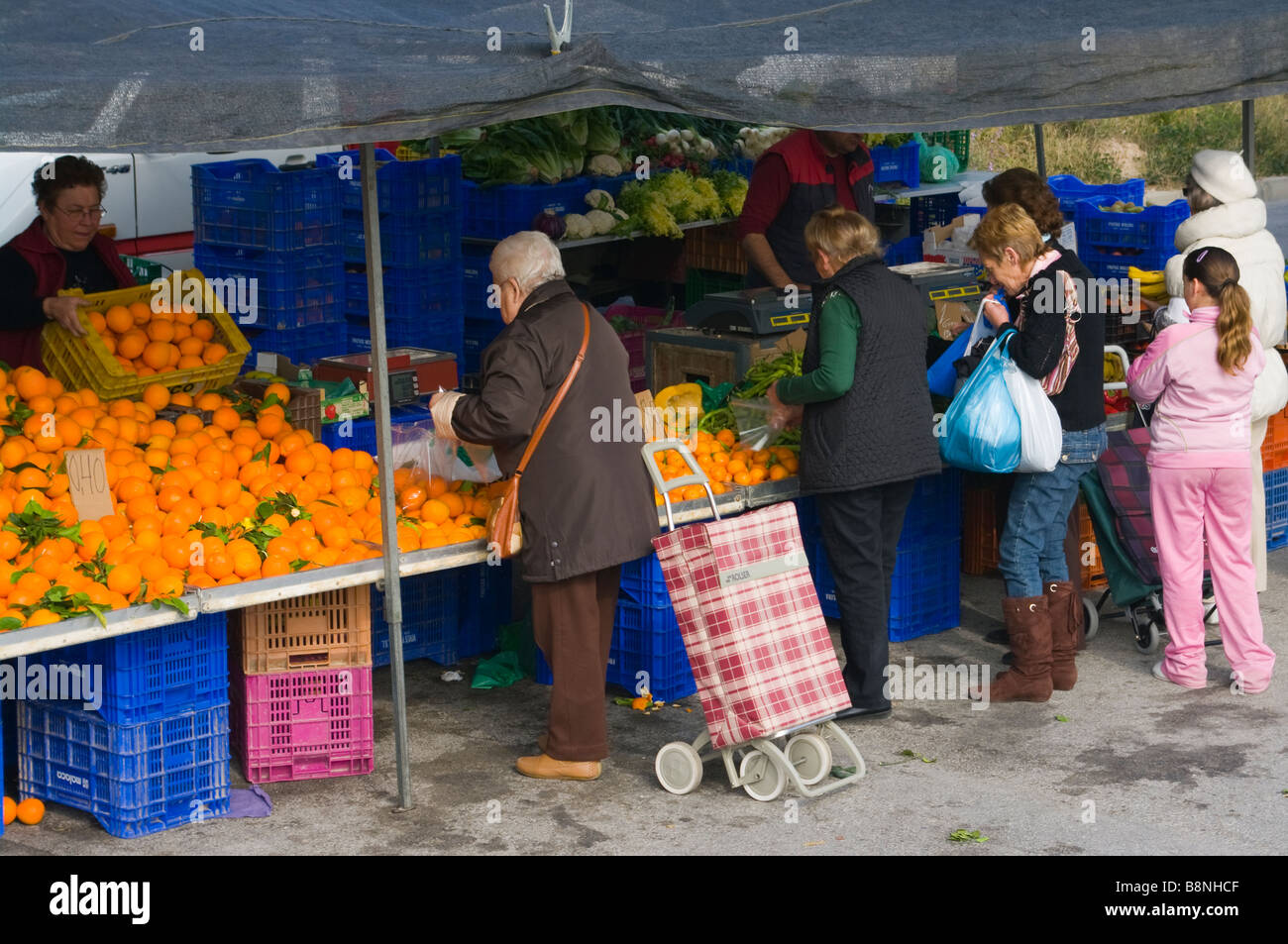 People Buying Fruit and Vegetable Stall La Marina Spanish Market Spain ...