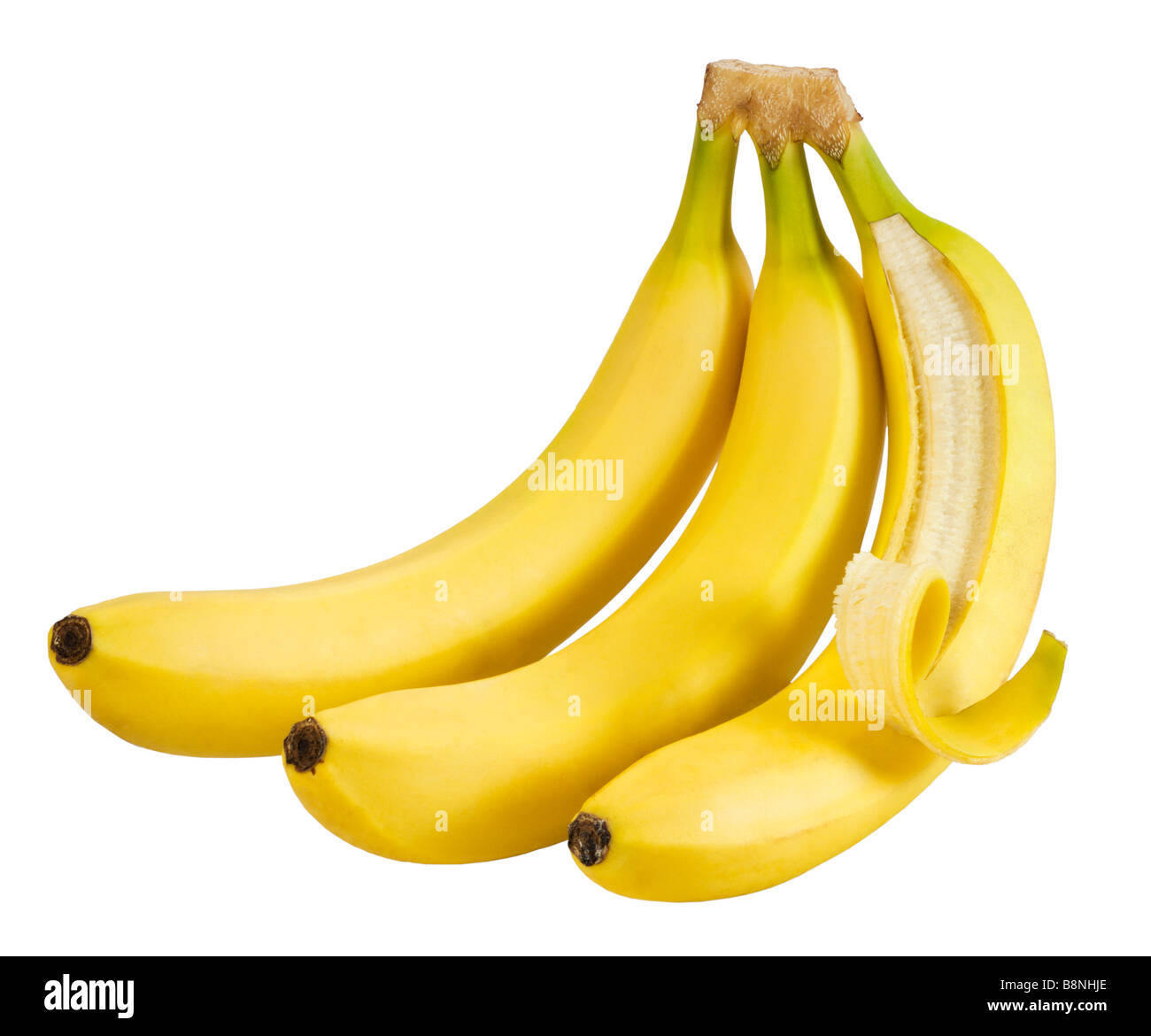 Three bananas,one half peeled[clipping path] Stock Photo - Alamy