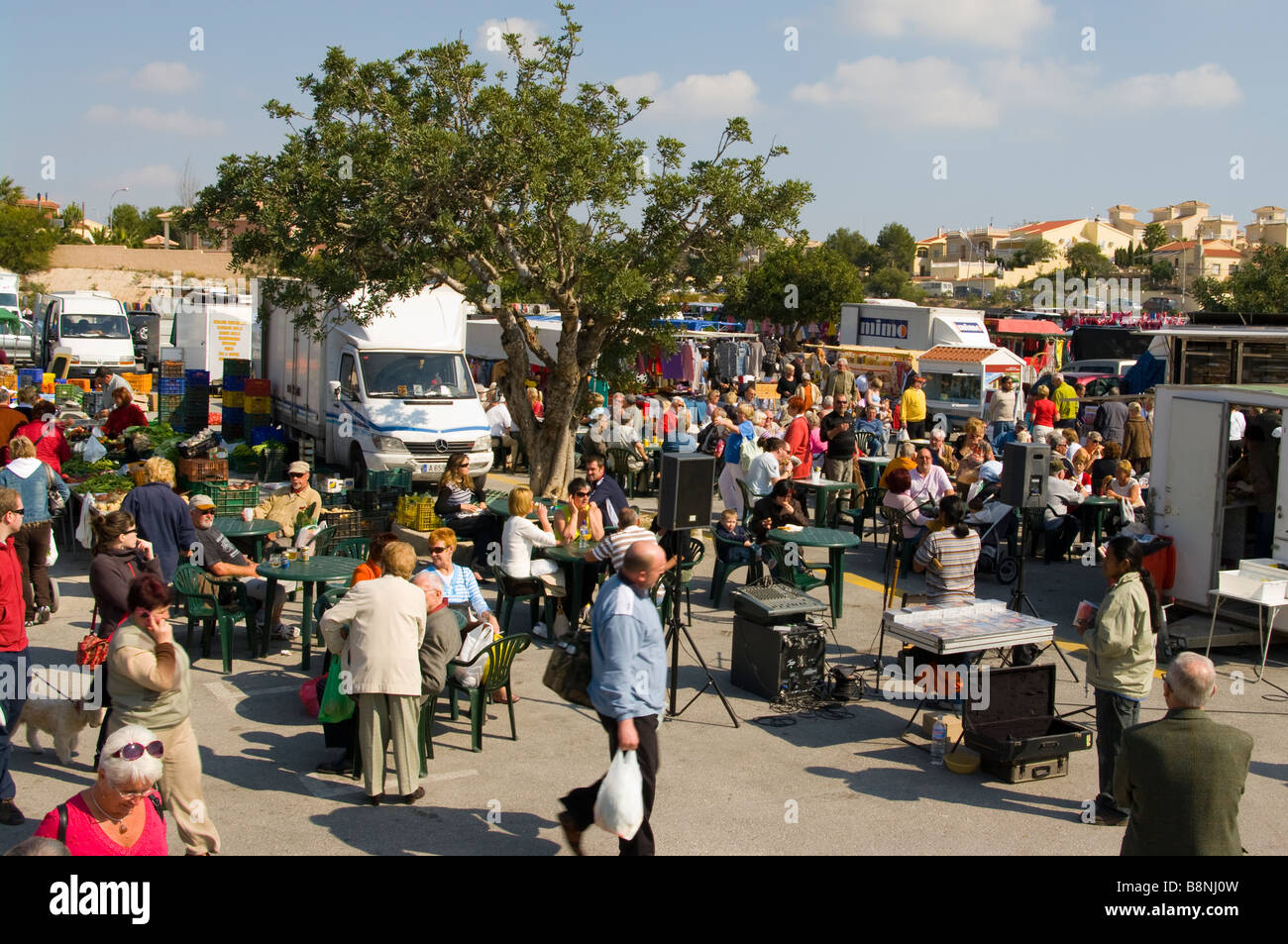 busy crowded spanish Market Day La Marina Spain Stock Photo - Alamy