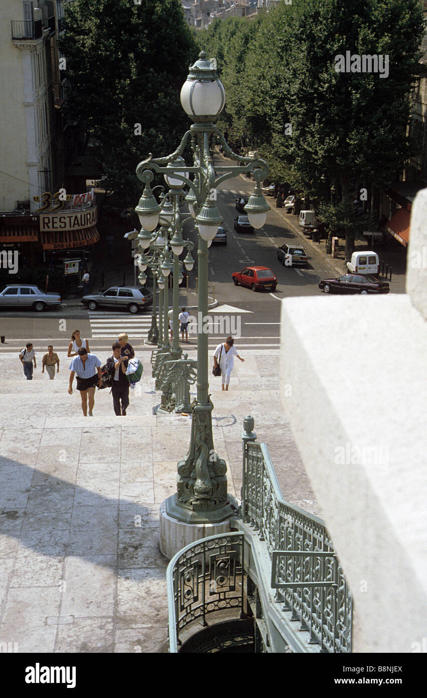 The immense ceremonial staircase in front of Marseille St Charles ...
