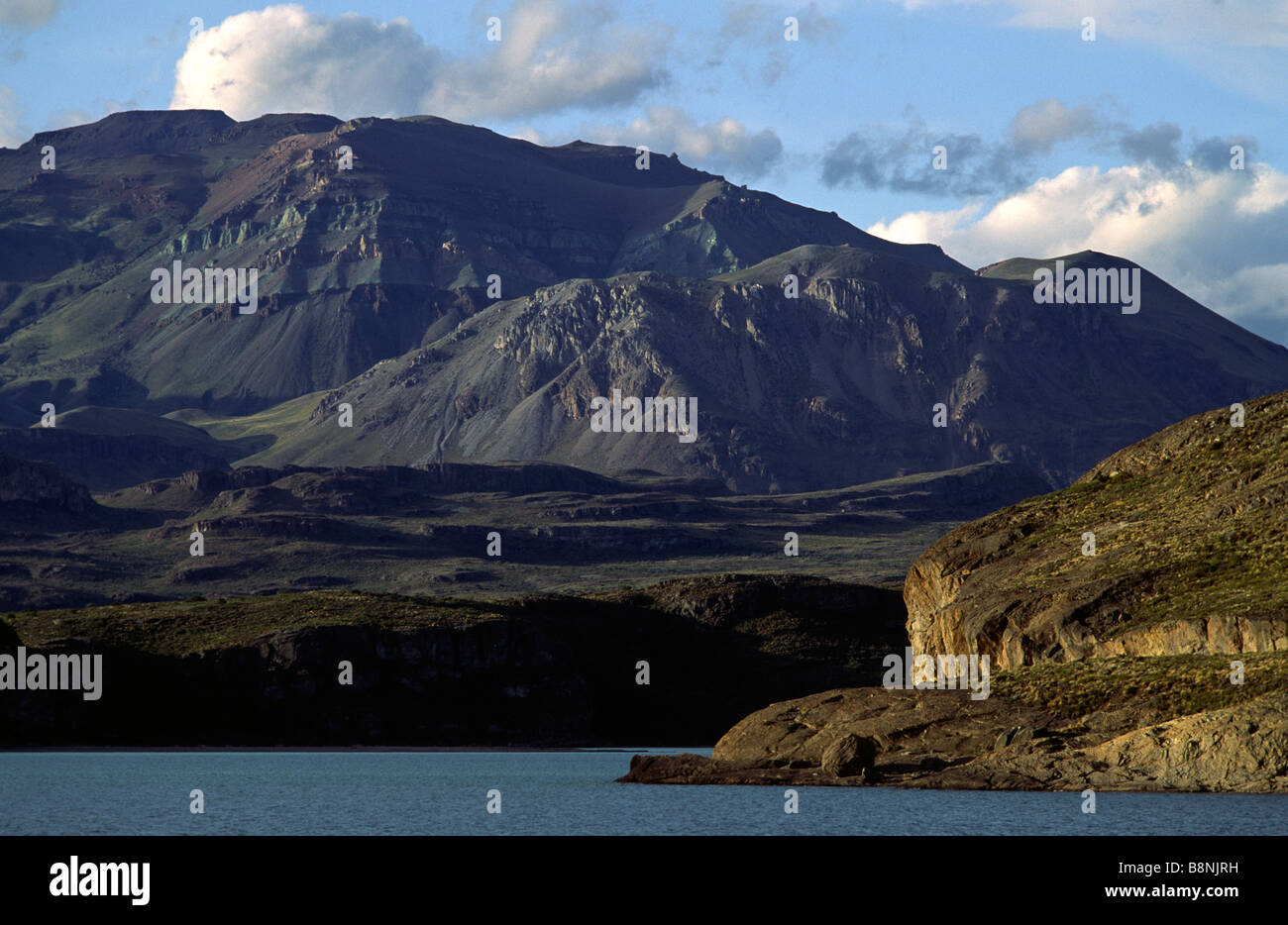 Andes foothills, Lago General Carrera, foreground, Chile Chico, Chile ...