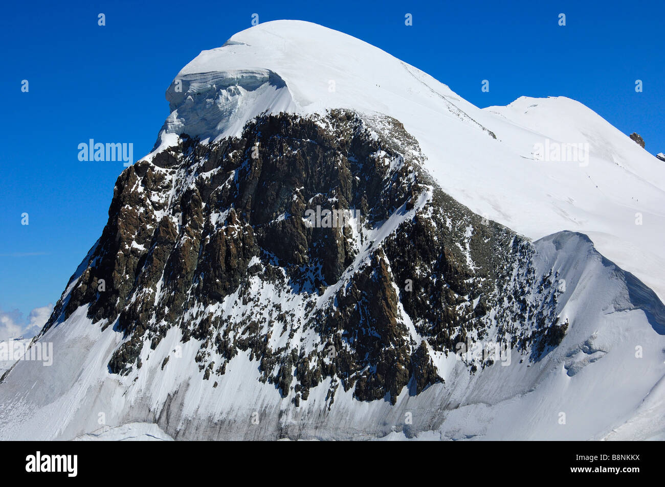 Summit of Mount Breithorn with its thick snow cap, Valaisian Alps ...