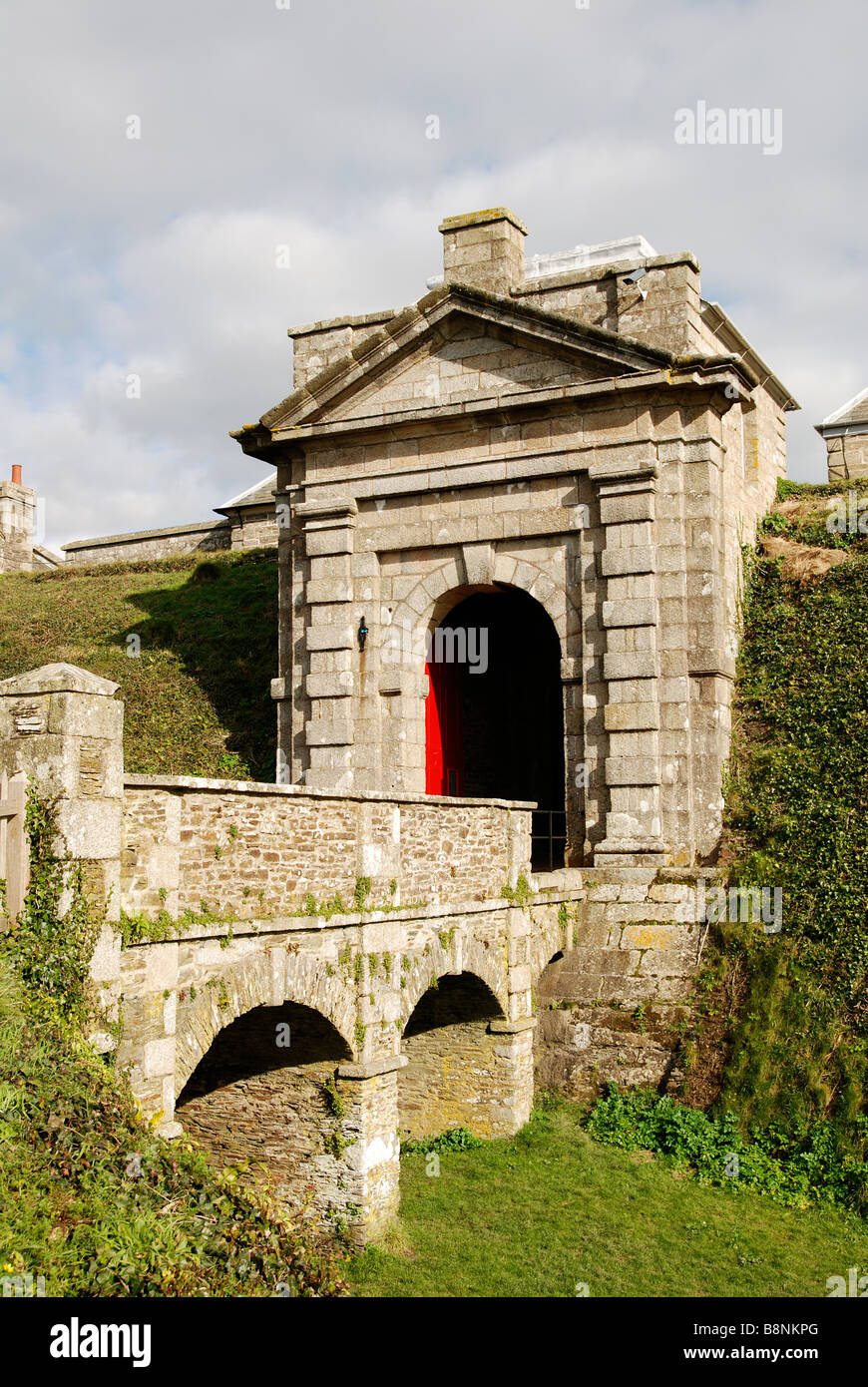 the old moat and entrance doors to pendennis castle,falmouth,cornwall ...