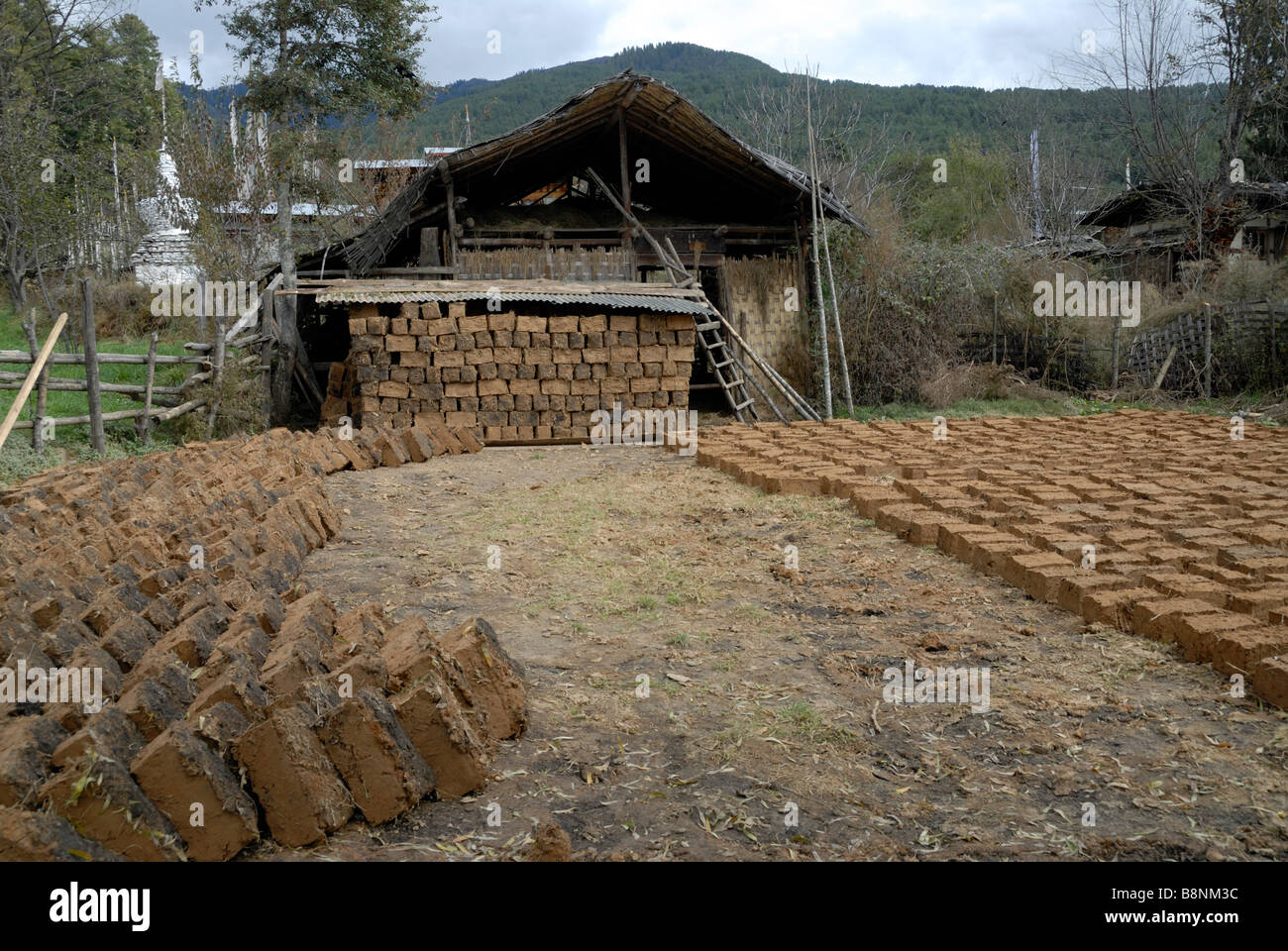 Bricks made from mud and straw lying out to dry Stock Photo - Alamy