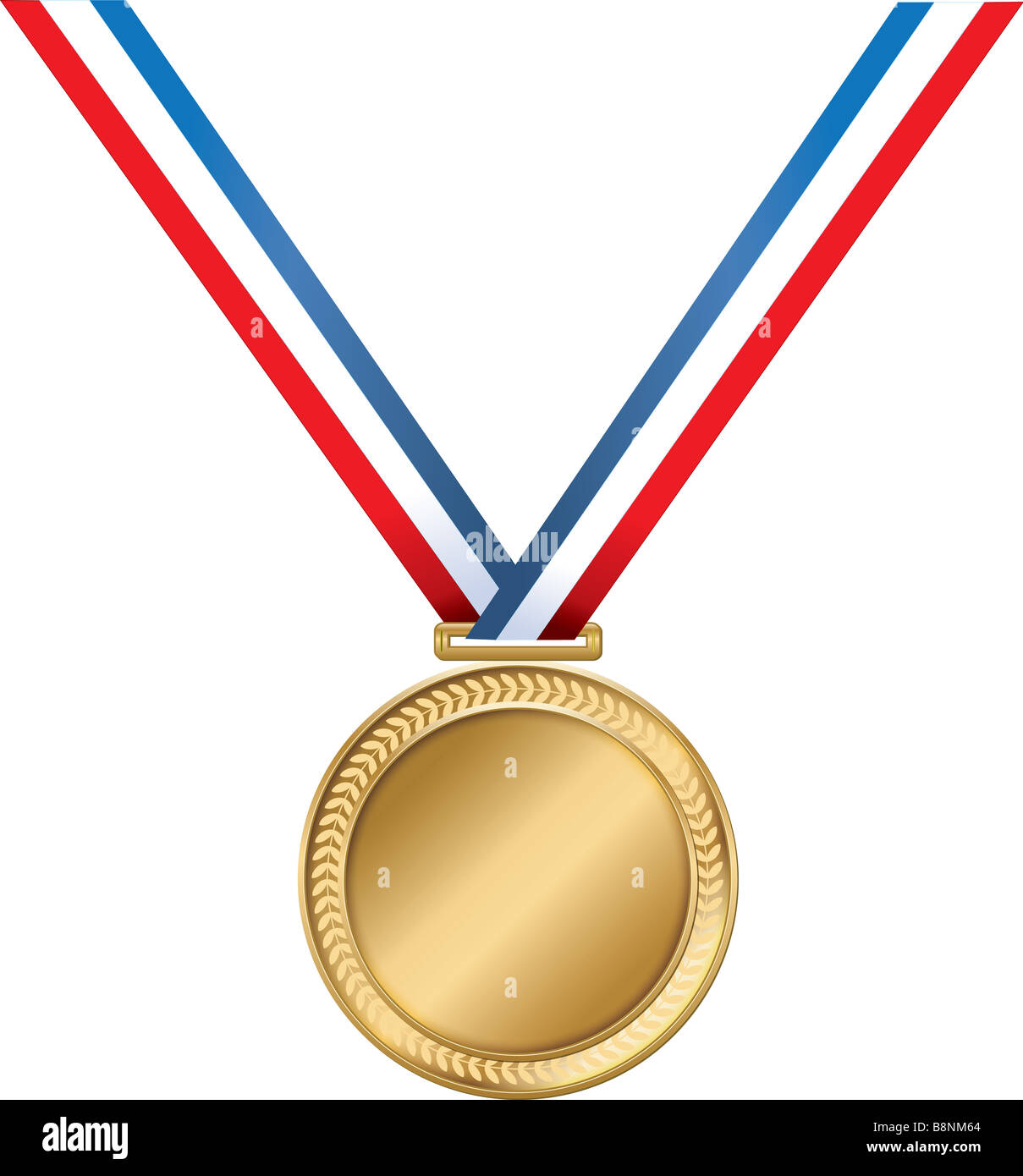 A gold medal on a striped ribbon Stock Photo - Alamy
