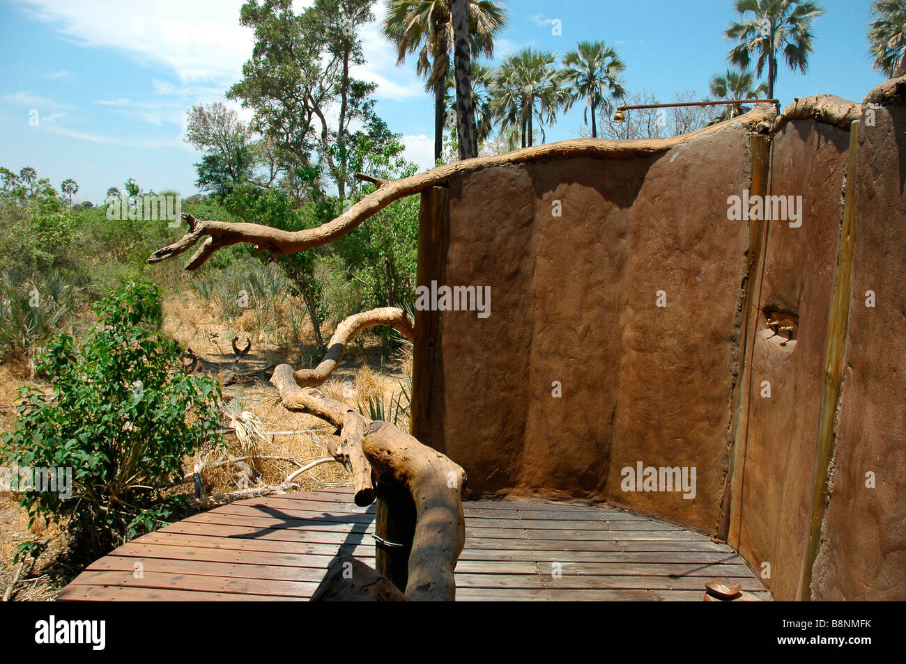Outdoors outside shower at Tubu Tree reserve Okavango delta botswana ...