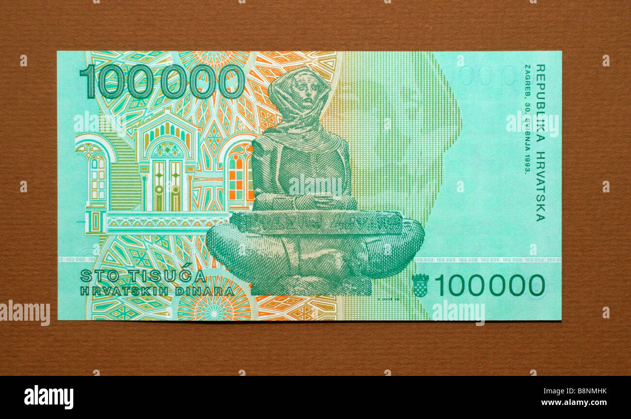 Croatia 100 One Hundred Dinara Bank note Stock Photo - Alamy