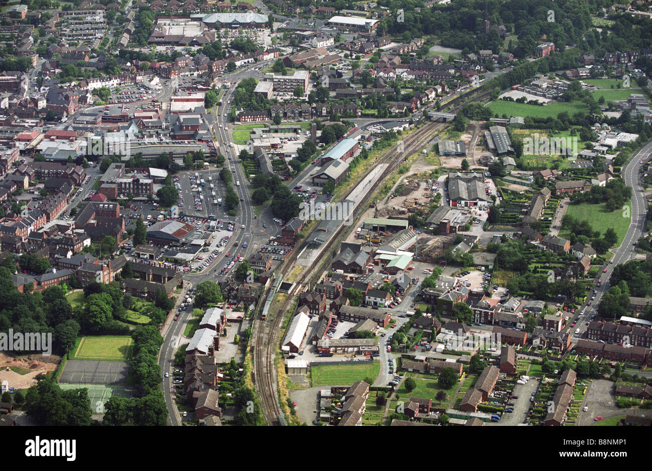 Aerial view of Lichfield and Railway Station Staffordshire England Uk ...