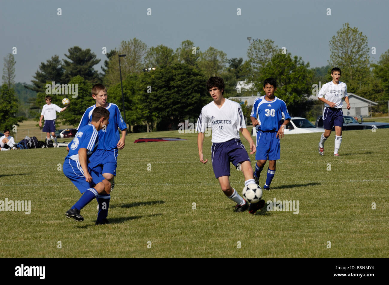 American high school teenage soccer players during a game Stock Photo ...