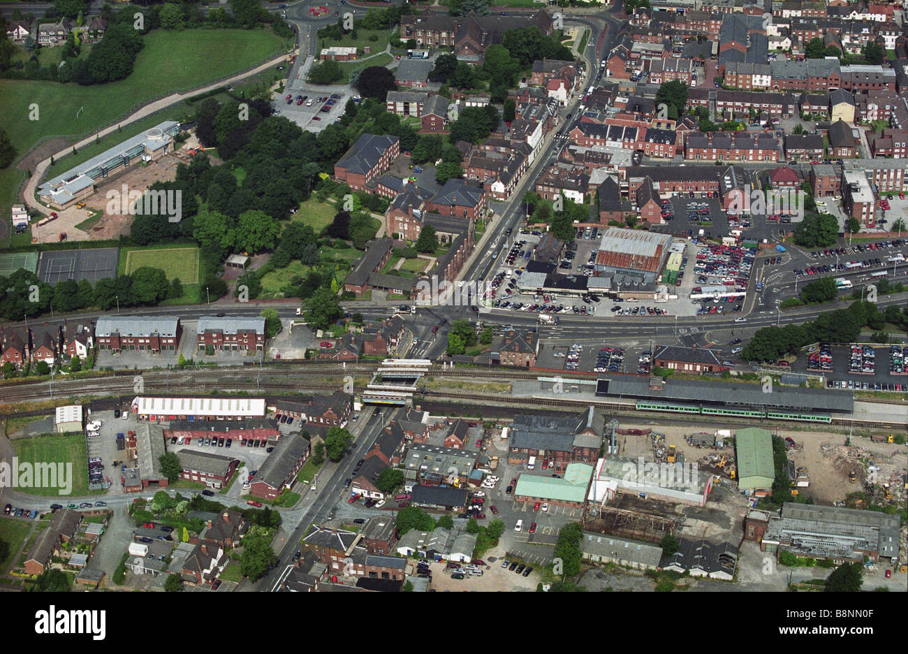 Aerial view of Lichfield at the junction of St John Street and ...