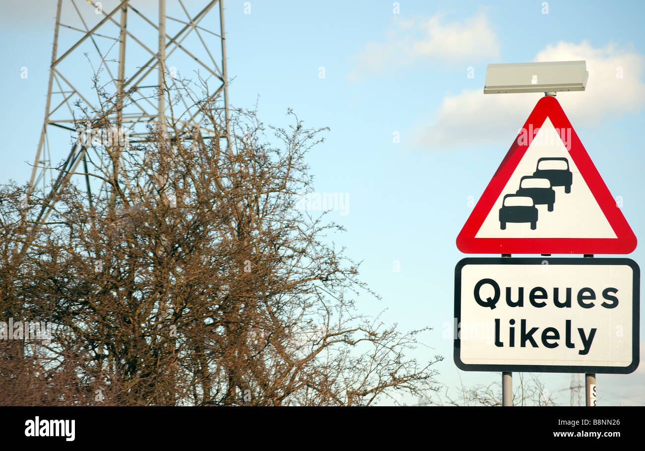 Queues likely road sign Stock Photo - Alamy