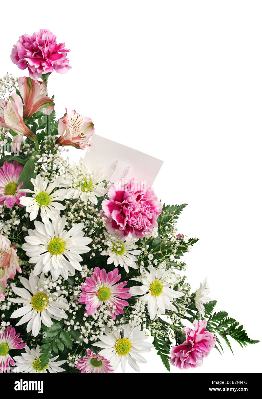 A vertical flower border with a gift card isolated on white Stock Photo ...