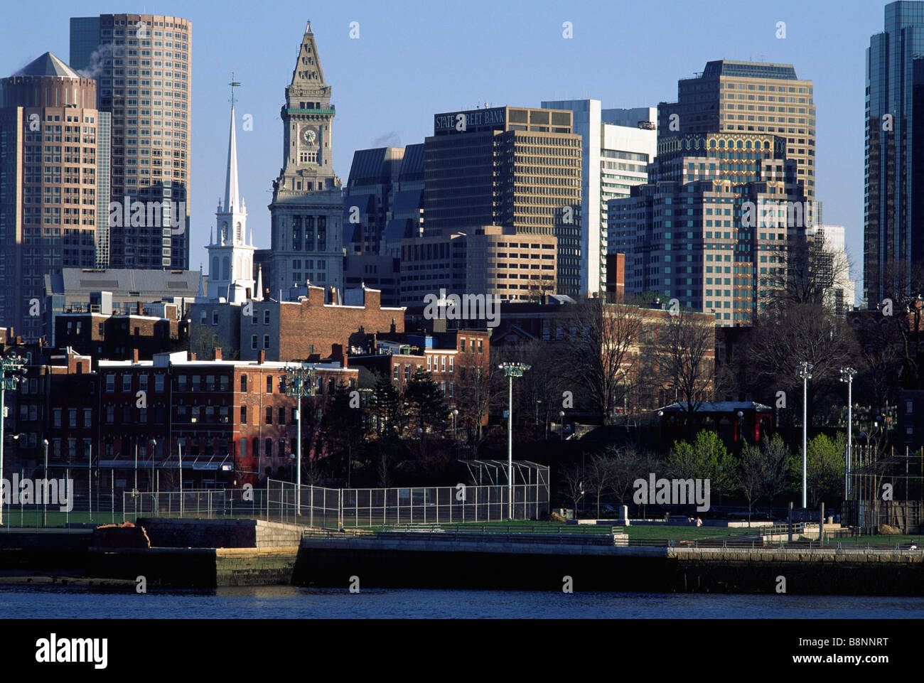 Old North Church steeple, Boston Skyline, waterfront Stock Photo - Alamy