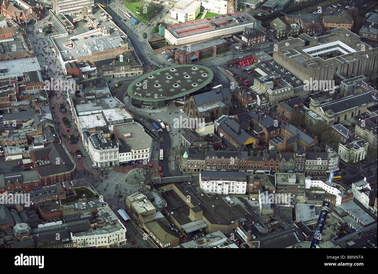 Aerial view of Walsall Town Centre and Bus Station West Midlands ...