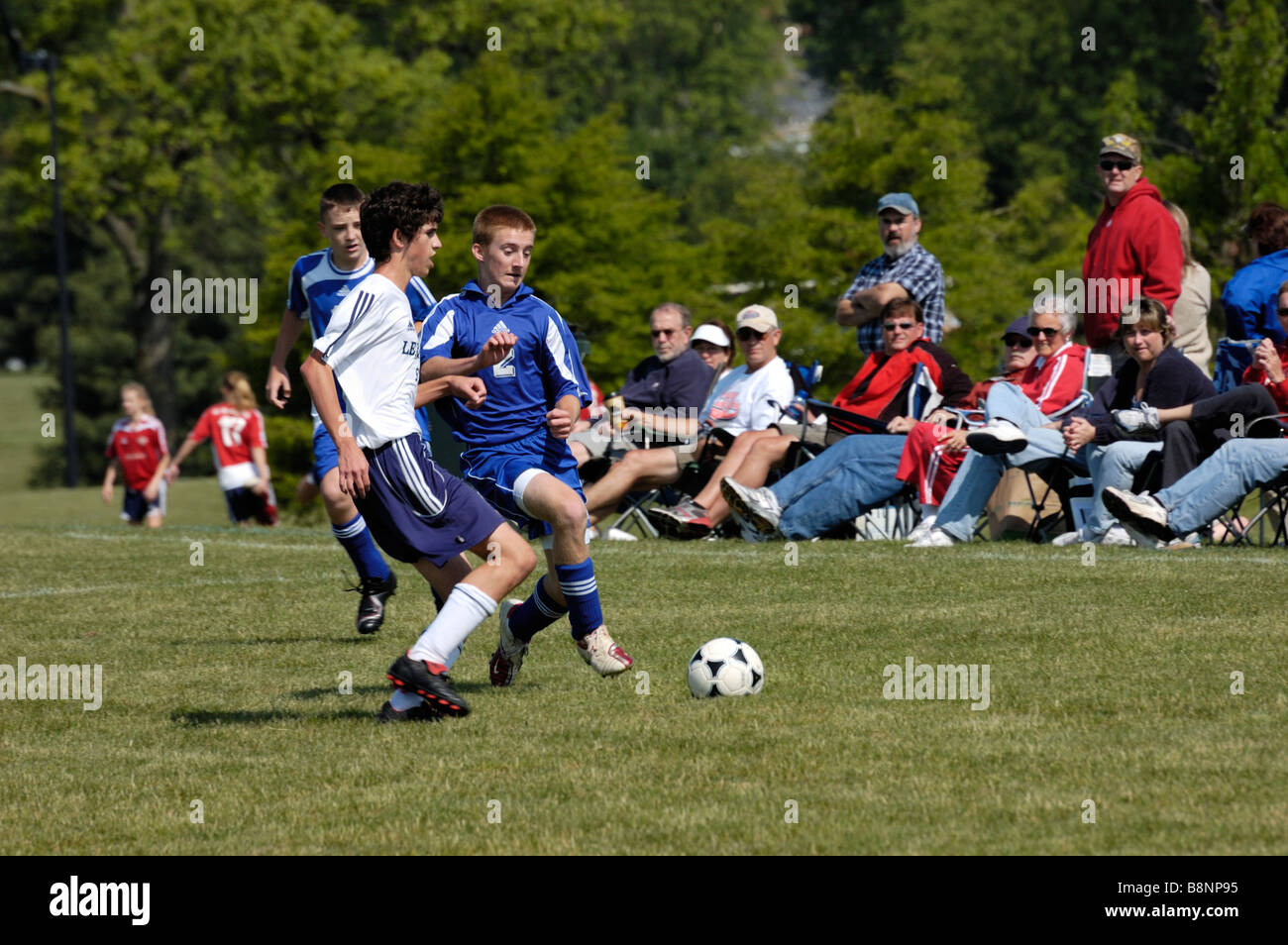 American high school teenage soccer players during a game Stock Photo ...