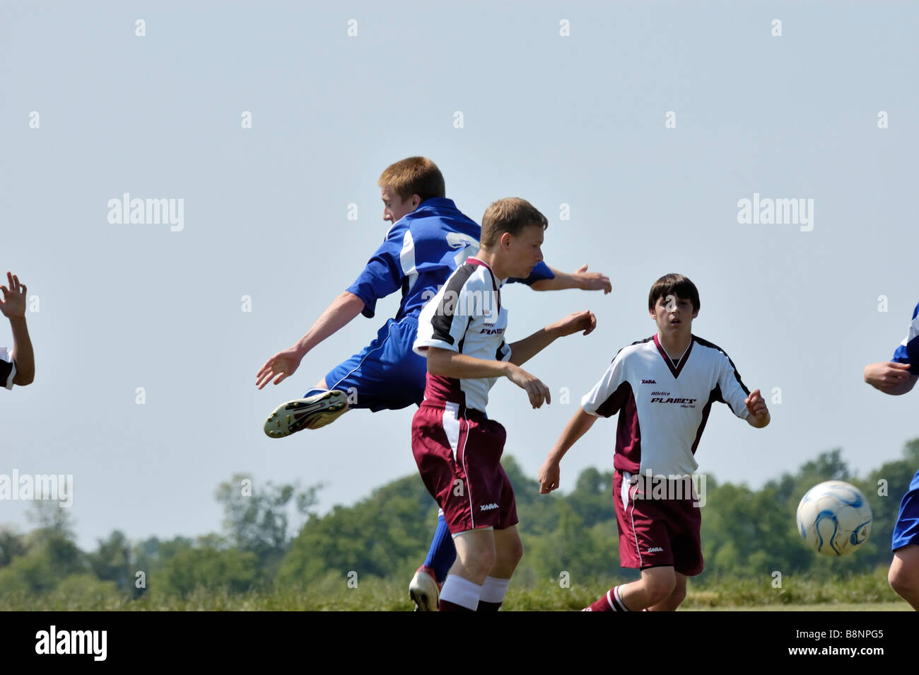 American high school teenage soccer players during a game Stock Photo ...