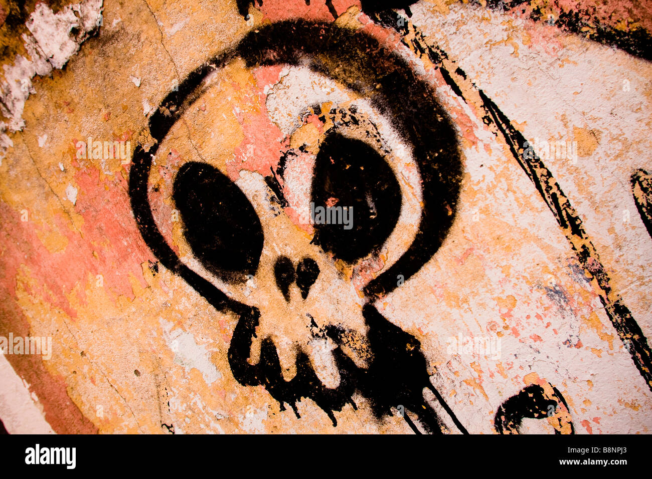 skull painted in a wall Stock Photo - Alamy