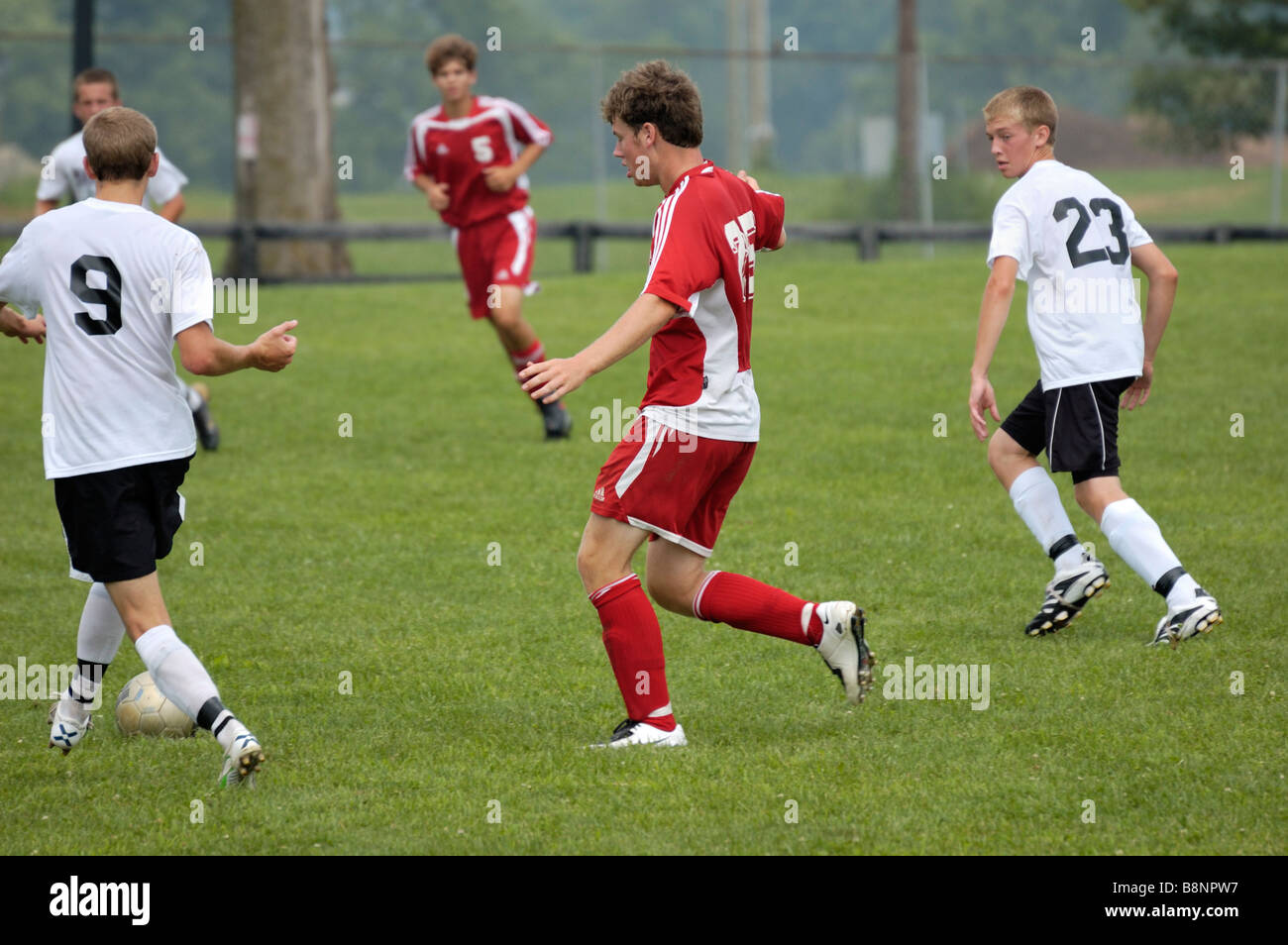 American high school teenage soccer players during a game Stock Photo ...