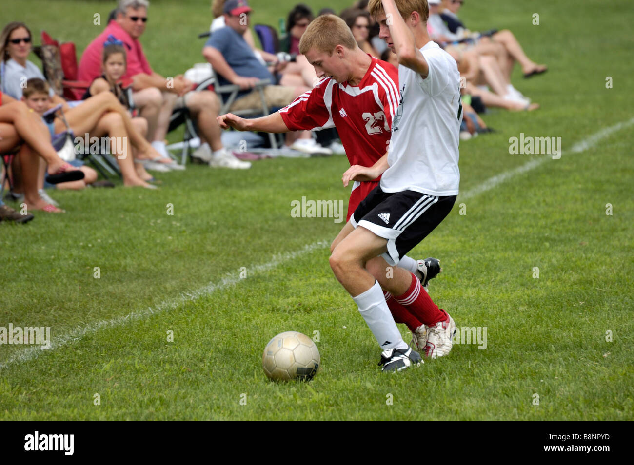 American high school teenage soccer players during a game Stock Photo ...