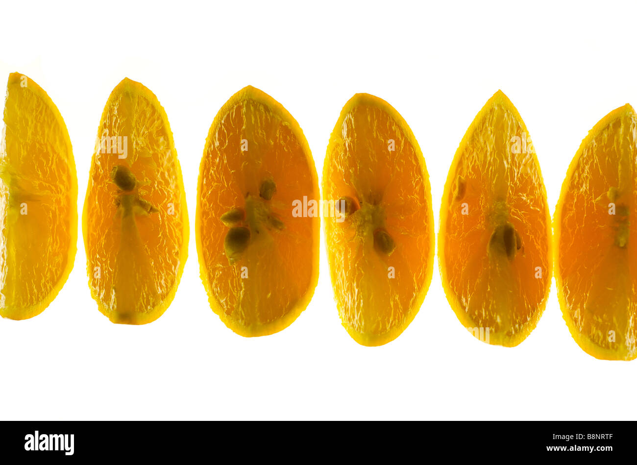 Closeup view of a Row of Delicious Orange Wedges Stock Photo - Alamy