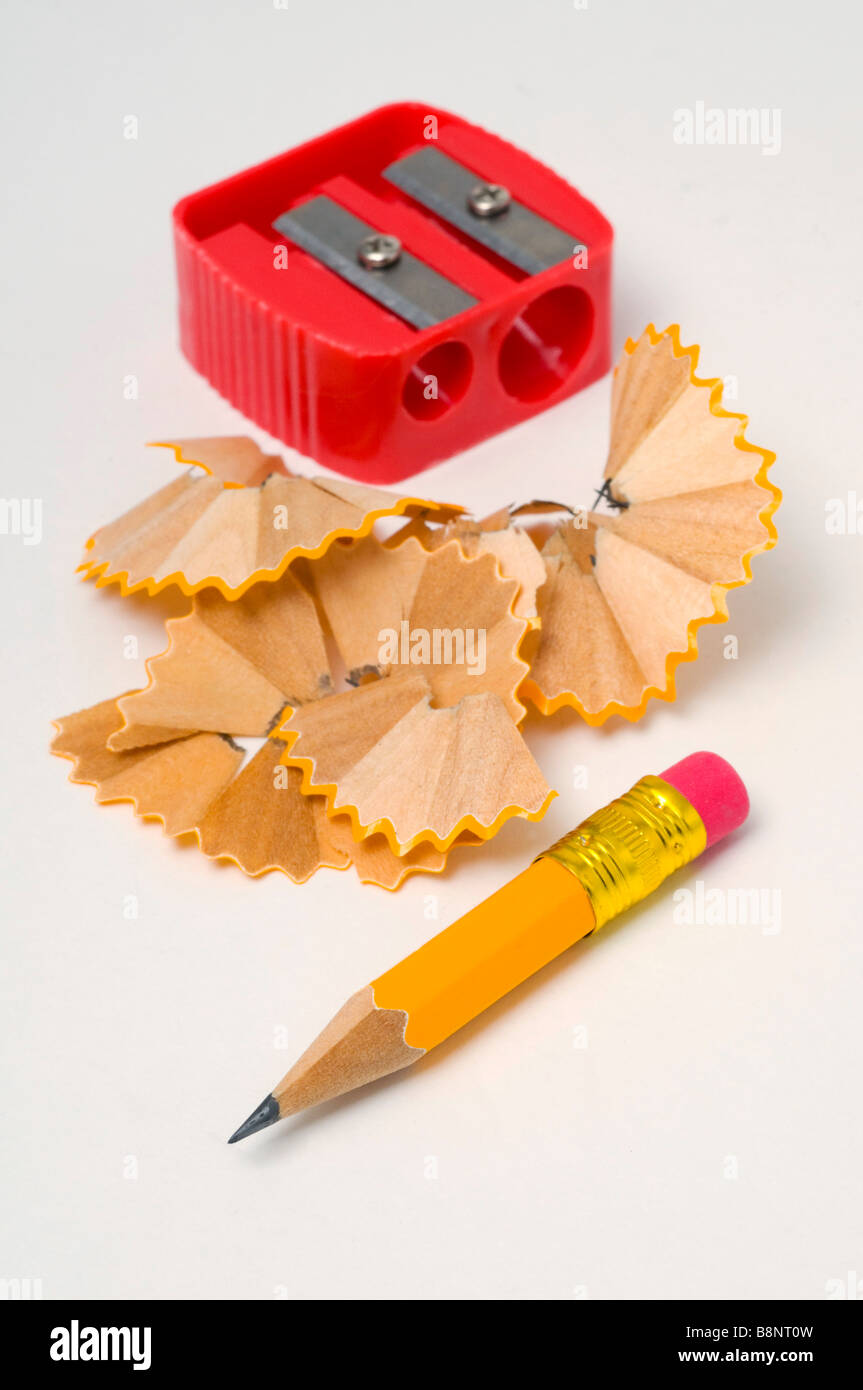Pencil stub with shavings Stock Photo - Alamy