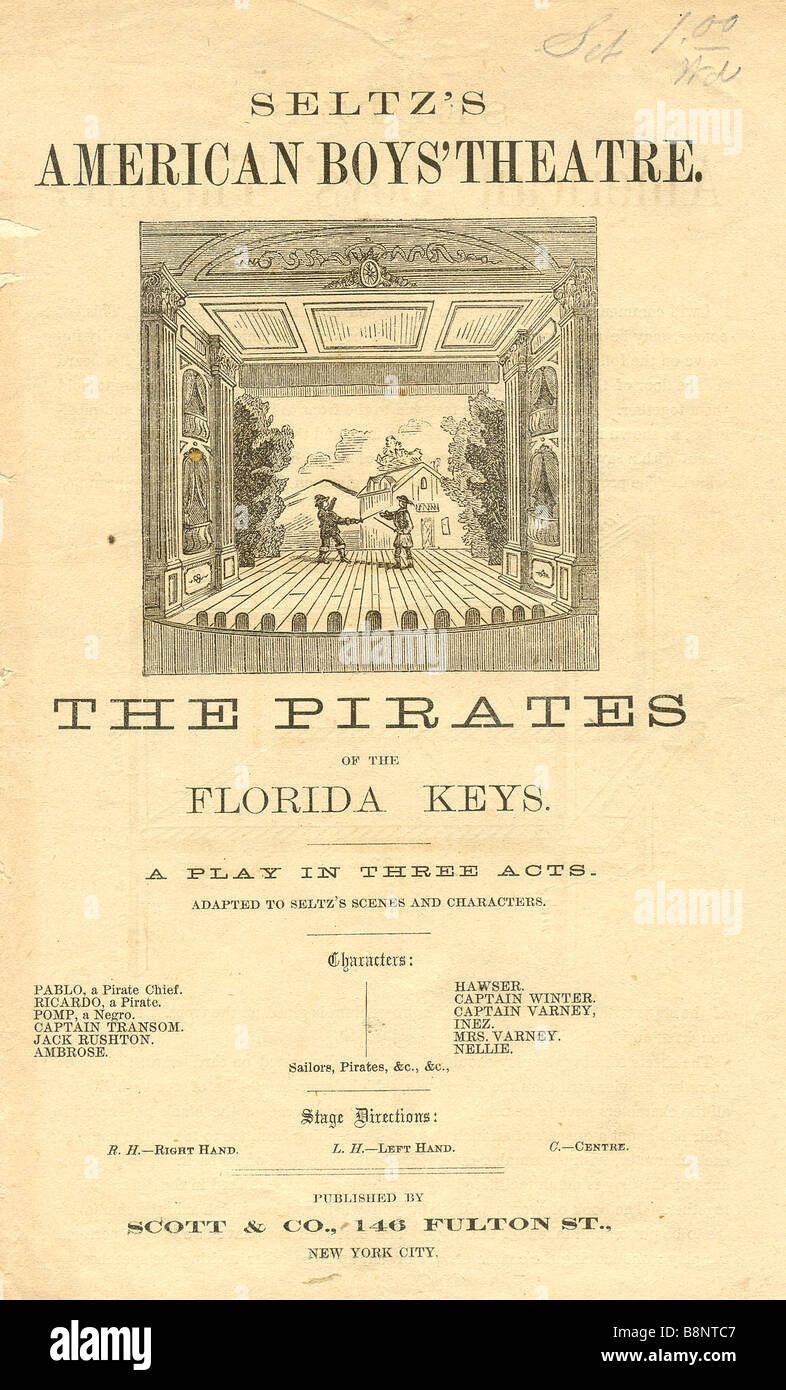 Playsheet for Seltz's American boys' Theatre circa 1850 Stock Photo - Alamy