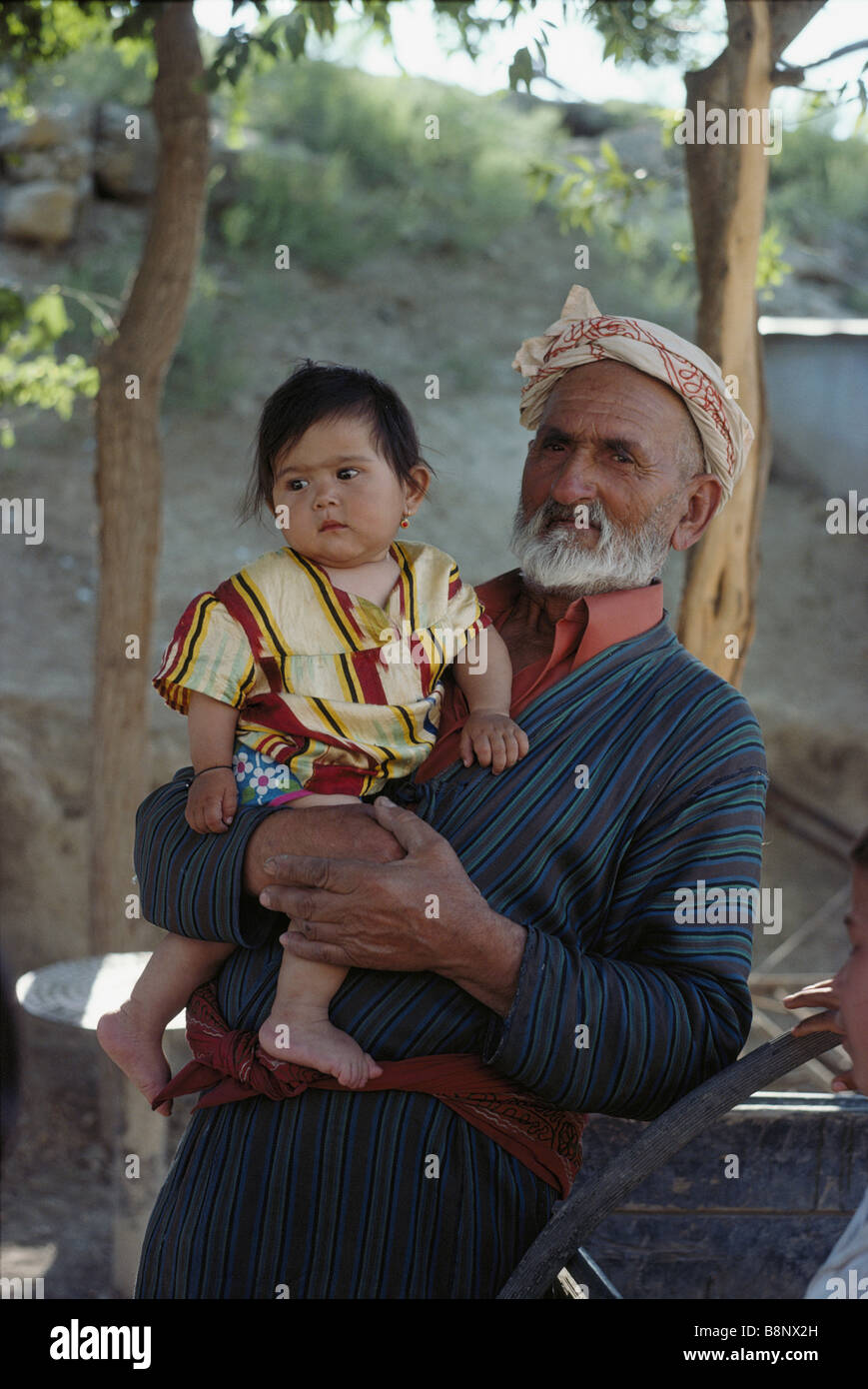 Uzbekistan father and child in traditional costume Stock Photo - Alamy