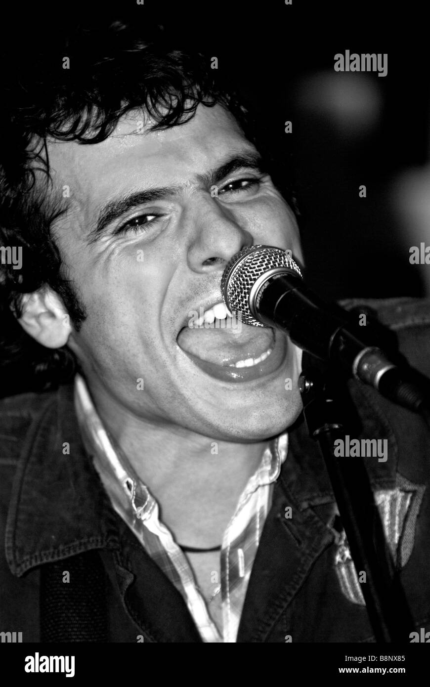 Male singer vocalist Black and White Stock Photos & Images - Alamy