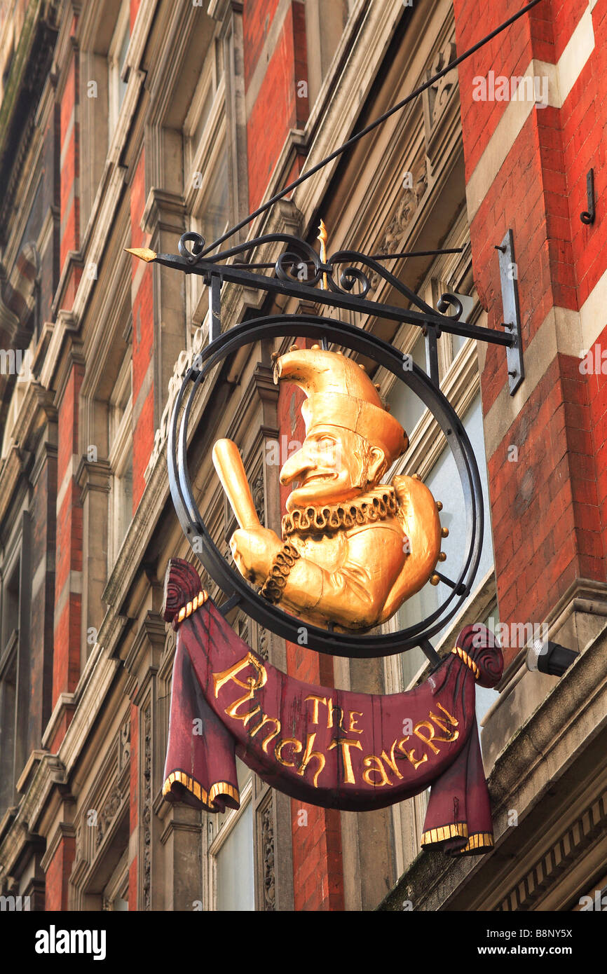 The Punch Tavern pub sign Fleet Street City of London England Stock ...