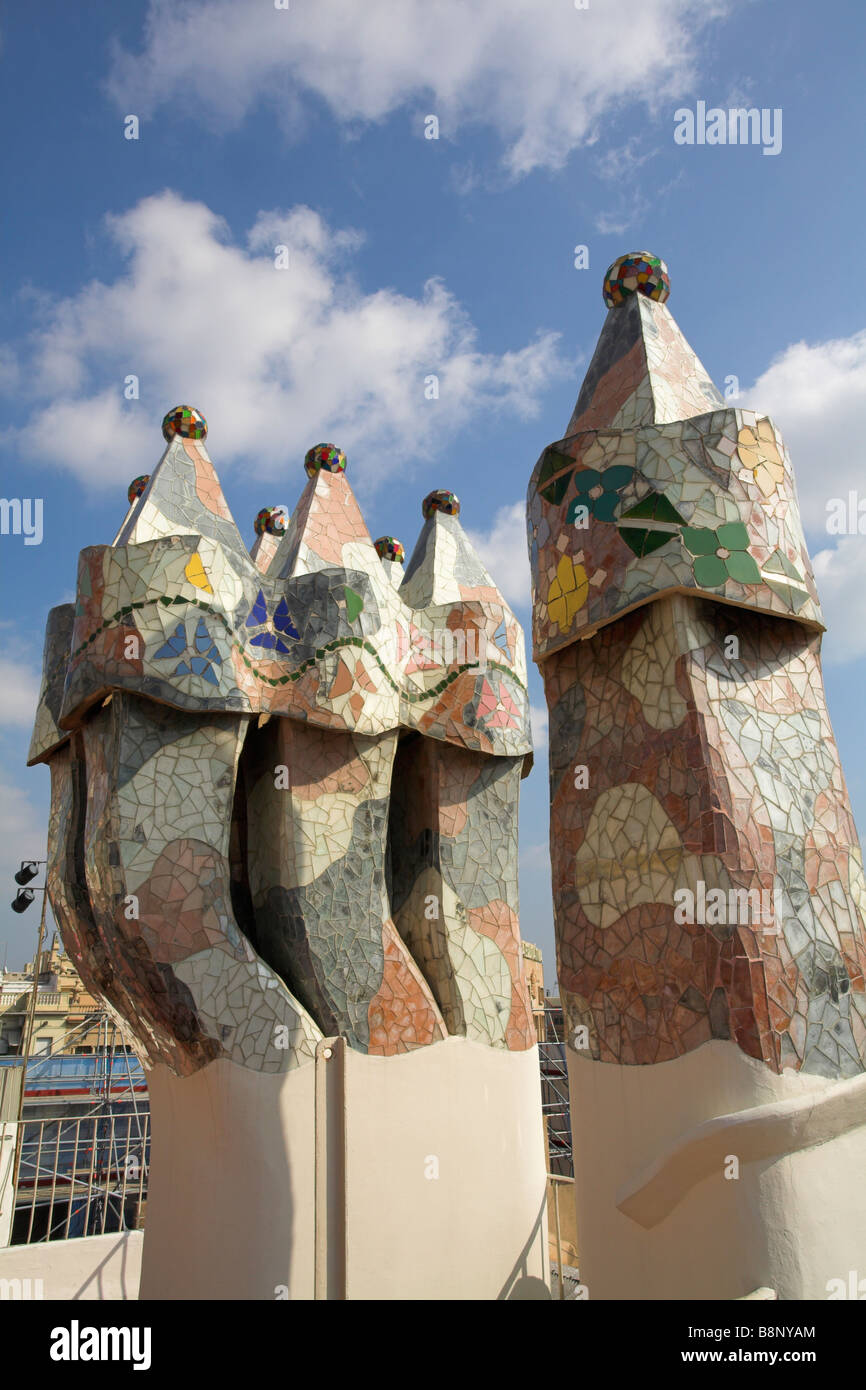 Casa Batllo chimneys Stock Photo - Alamy