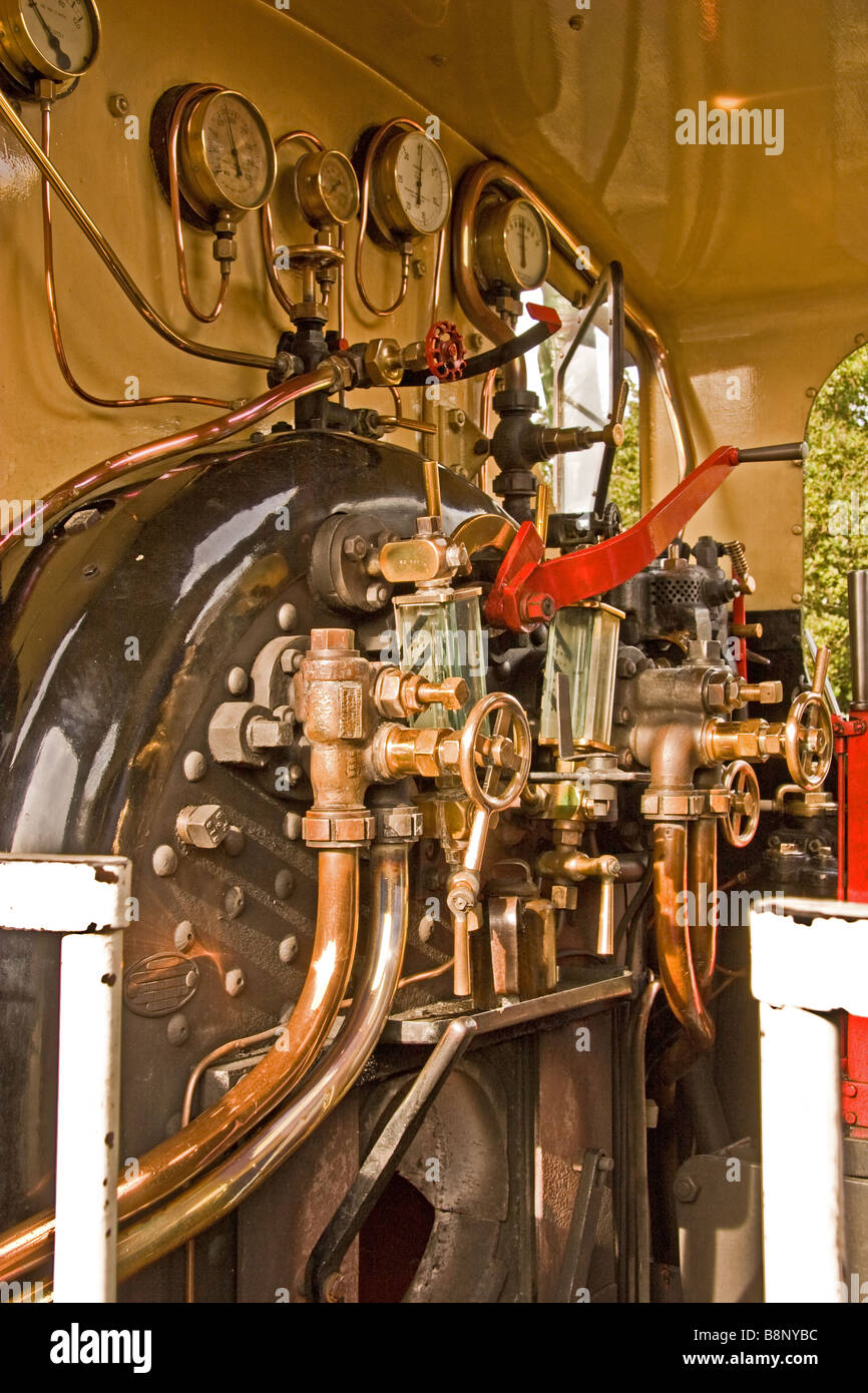 Steam engine footplate and controls steam railway Isle of Wight Stock ...