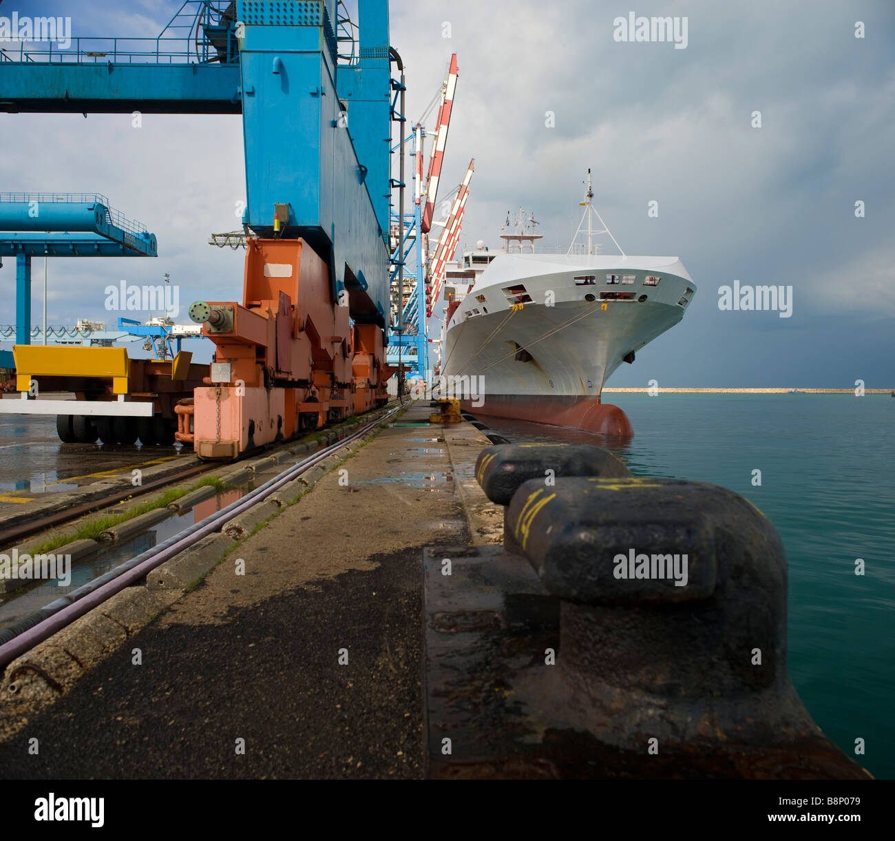 cargo ship at dock Stock Photo - Alamy