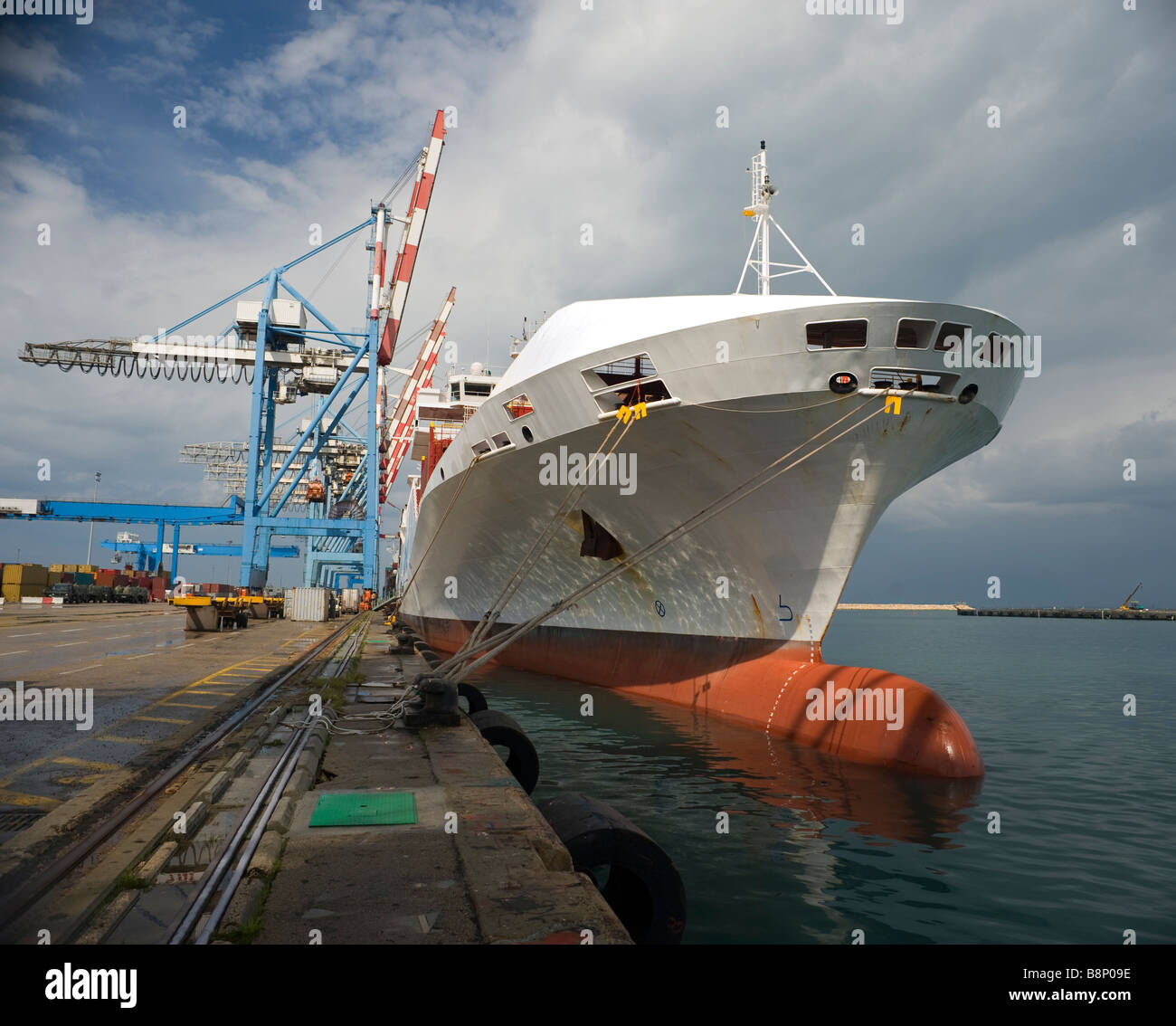 cargo ship at dock Stock Photo - Alamy