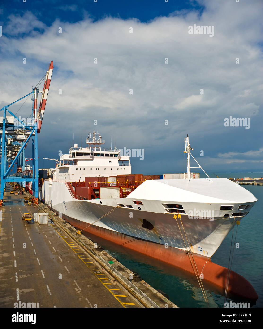cargo ship at dock Stock Photo - Alamy
