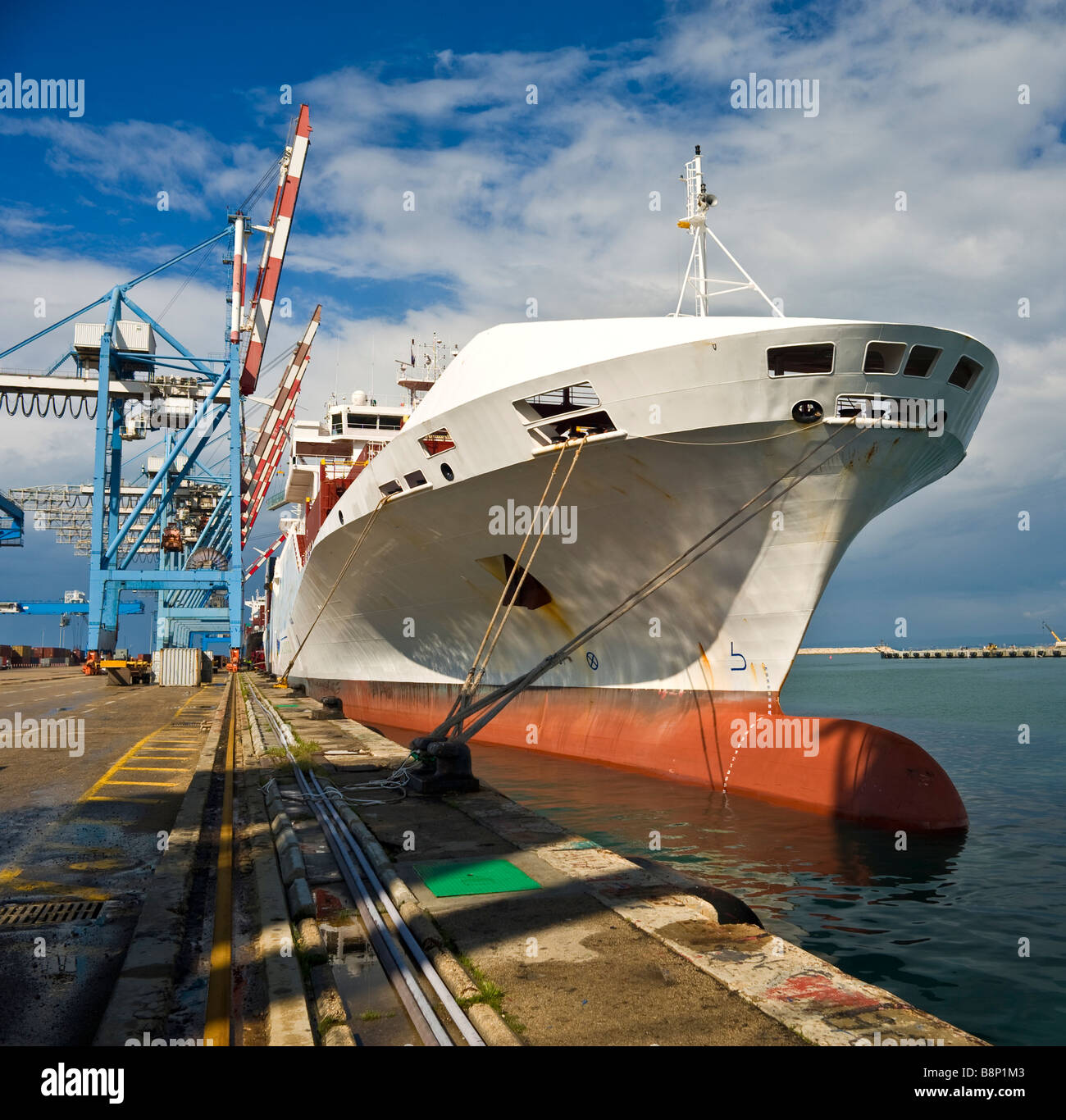 cargo ship at dock Stock Photo - Alamy