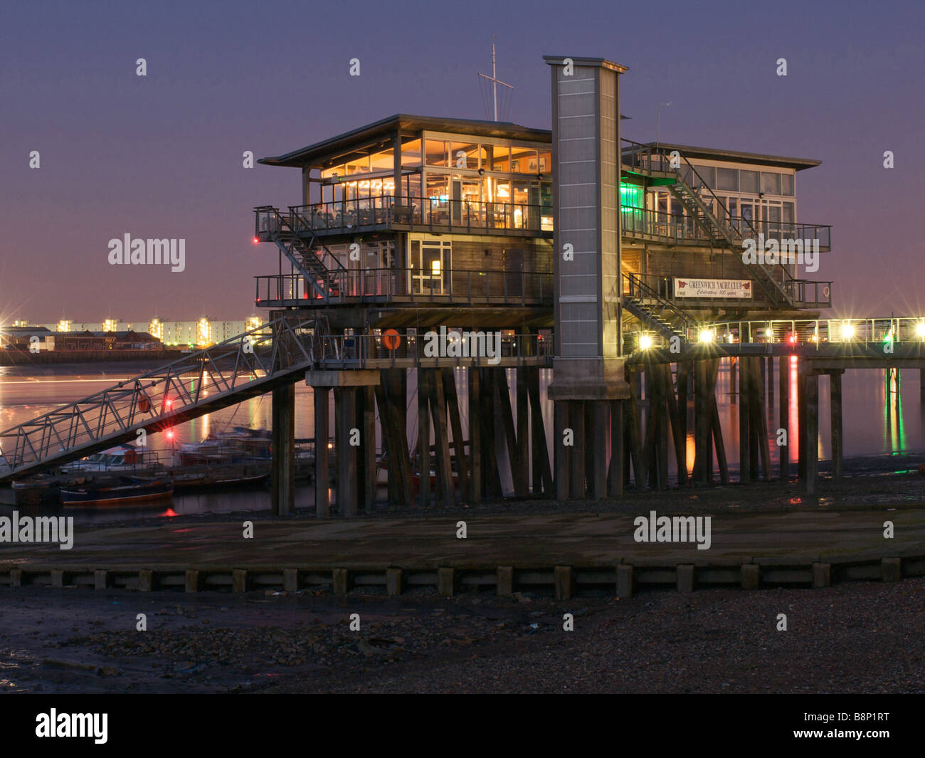 Greenwich Yacht Club at dusk Stock Photo - Alamy