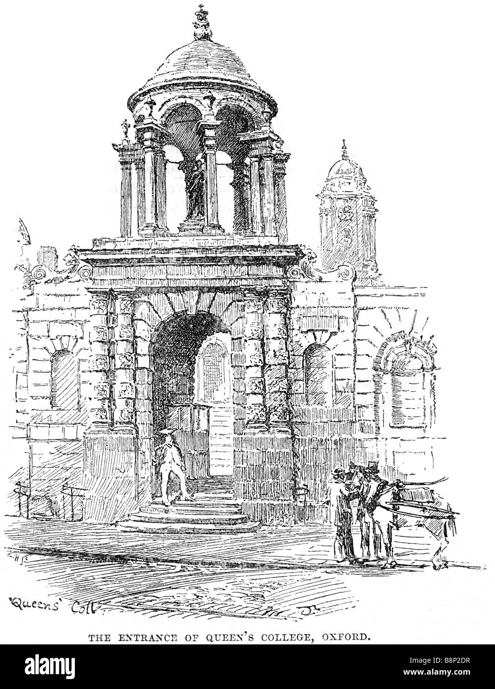 entrance queens college oxford 1877 England architecture Stock Photo ...