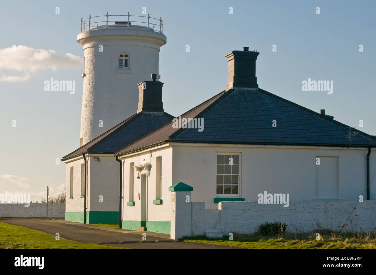Nash Point Lighthouse on the Glamorgan Coast in south Wales on a sunny ...