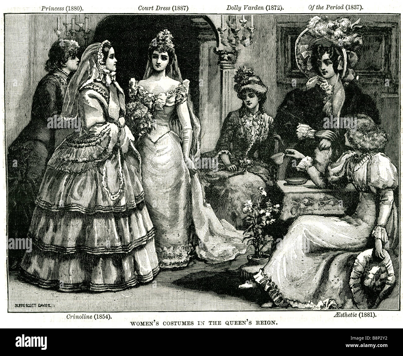 women's costumes Queens reign dress dolly varden crinoline period ...