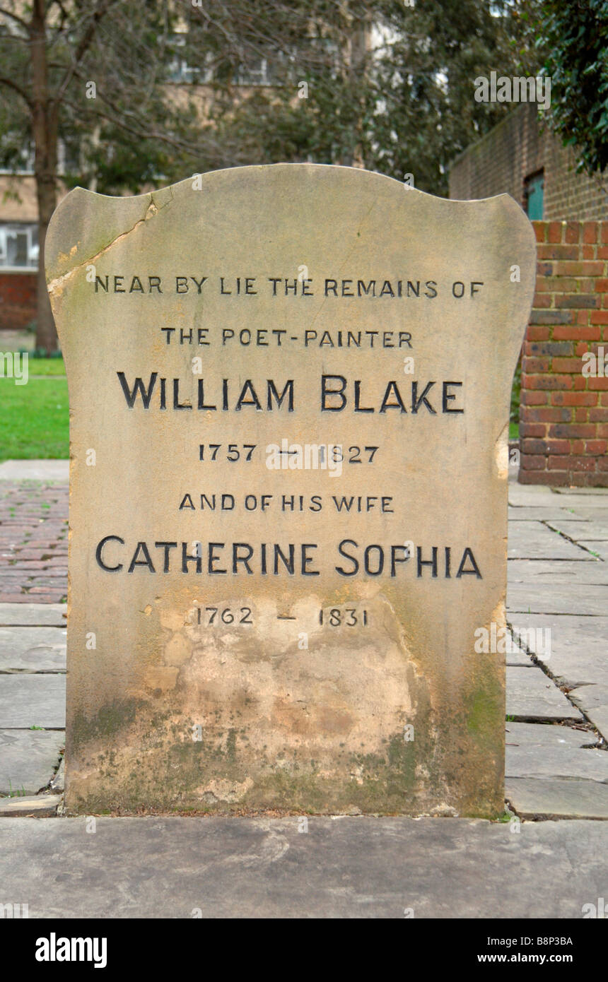 The headstone for the poet & painter, Willaim Blake & his wife ...