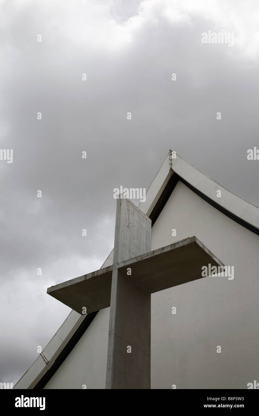 Cross and roof of Oscar Niemeyer designed church in Brasilia Brazil ...