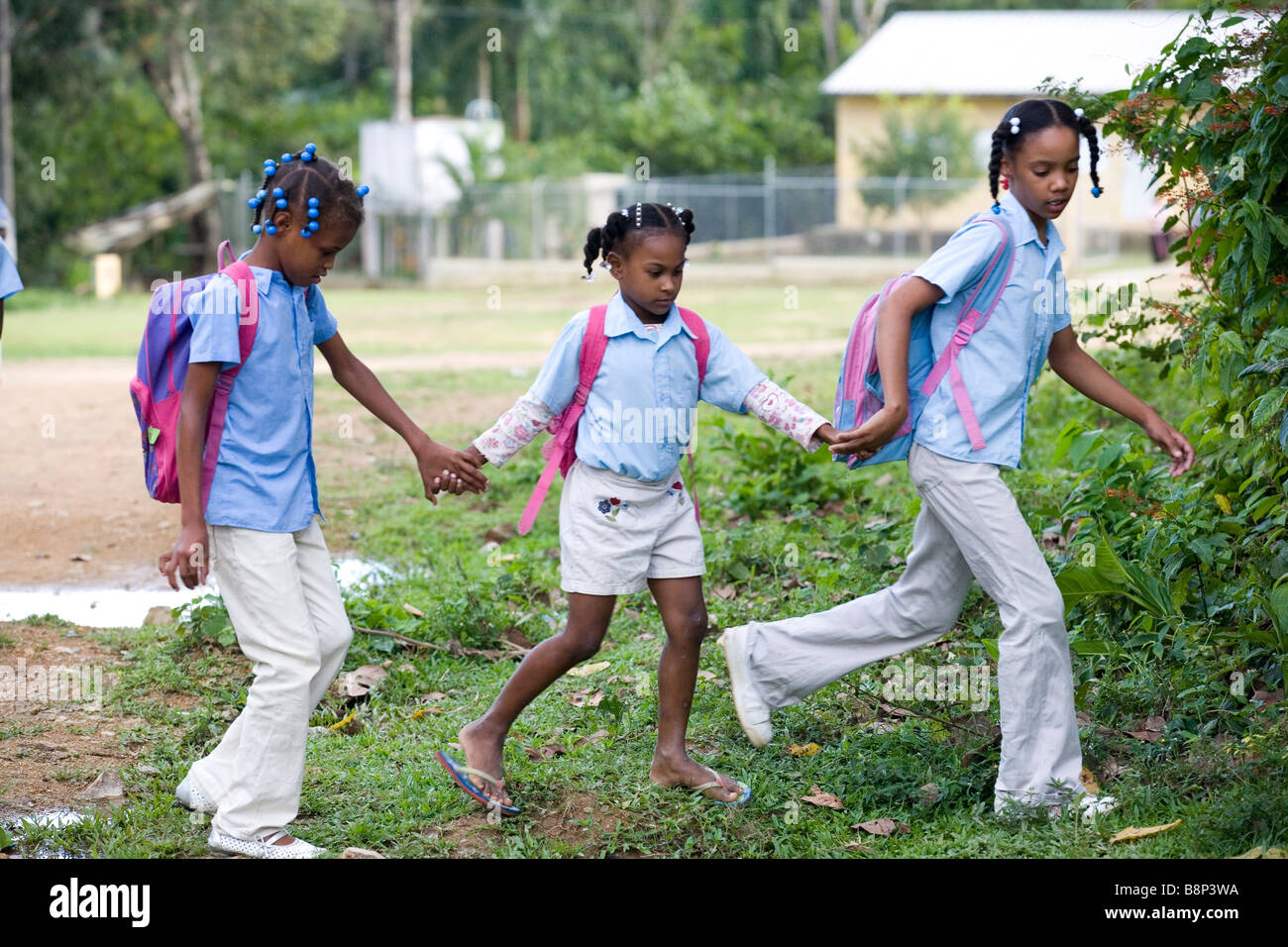 Children walking back from school in rural St Lucia Stock Photo - Alamy